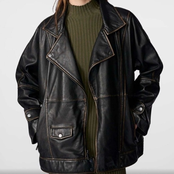 Wilsons Leather | Jackets & Coats | Oversized Brown Motorcycle Leather ...